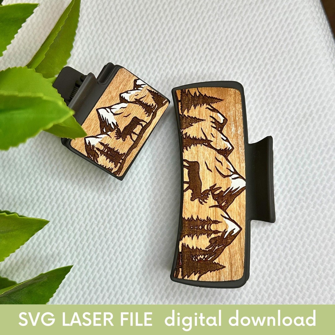 Mountain Moose Hair Clip SVG | Laser Cut File (digital Download) - Etsy