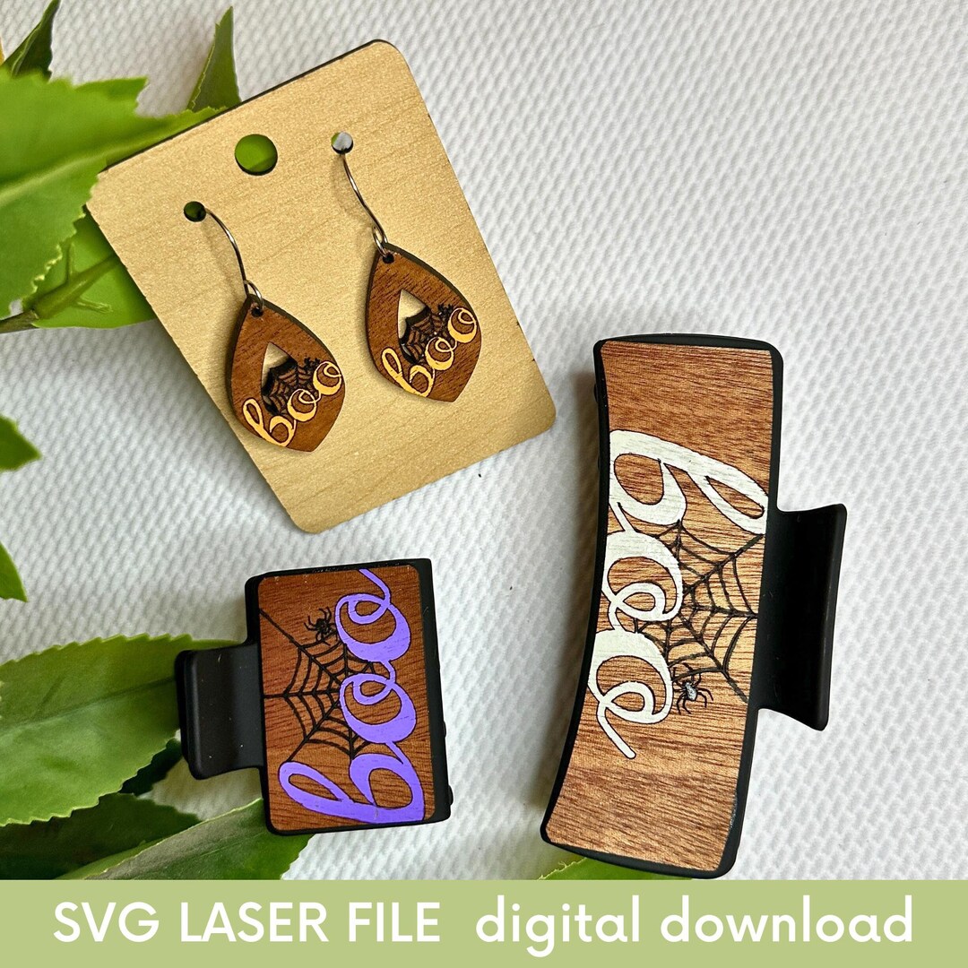 SVG | Boo Bundle | Laser Cut File | Wood Gift for Her | Hair Accessory ...