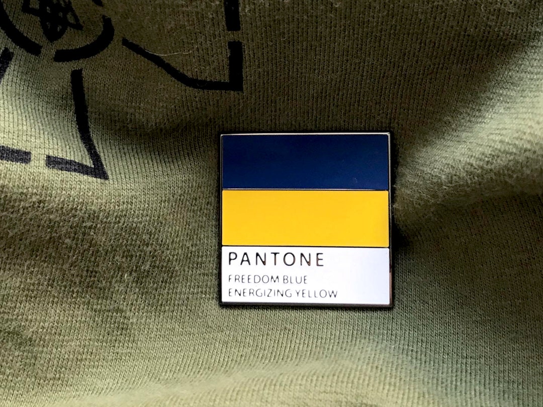 Pantone Icon of the Ukrainian Flag Pin Stay With Ukraine - Etsy