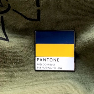 Pantone Icon of the Ukrainian Flag Pin Stay With Ukraine - Etsy