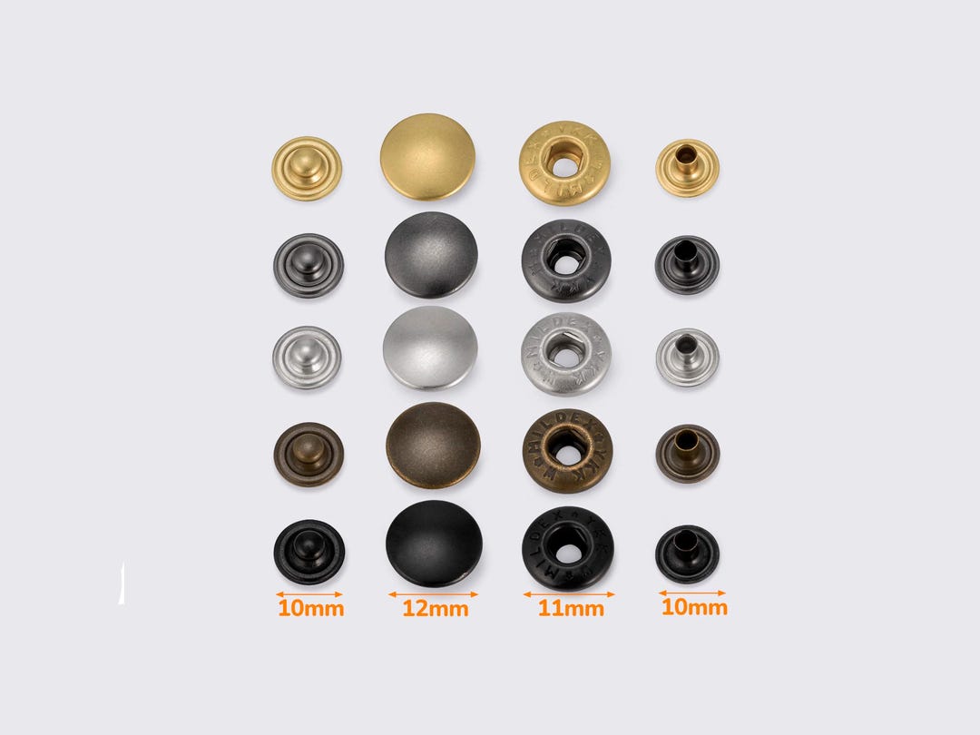 YKK Metal Snap Buttons 12mm Alpha Type | Set of 20 | Multiple Finishes ...