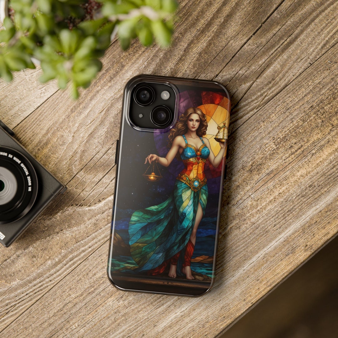 Stained Glass Libra Woman Tough Phone Case: Zodiac Horoscope - Etsy