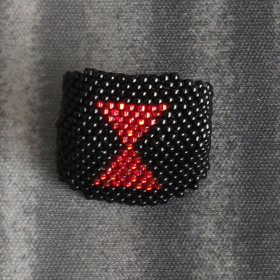 Beaded Black widow ring | Etsy