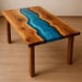 Unique Nut Tree Table in Blue Color, Coffee Table, Art, Resin Table ...