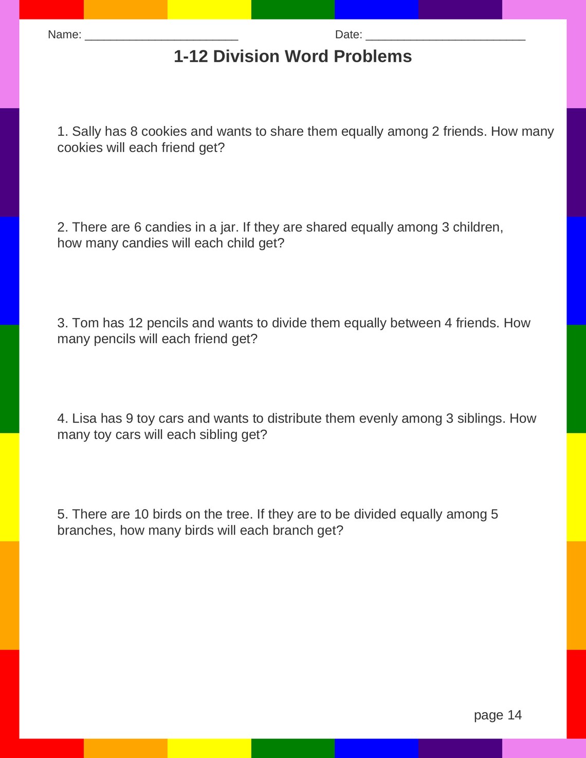 Division Worksheets 1-12 Digit Numbers, Division Table, Word Problems ...