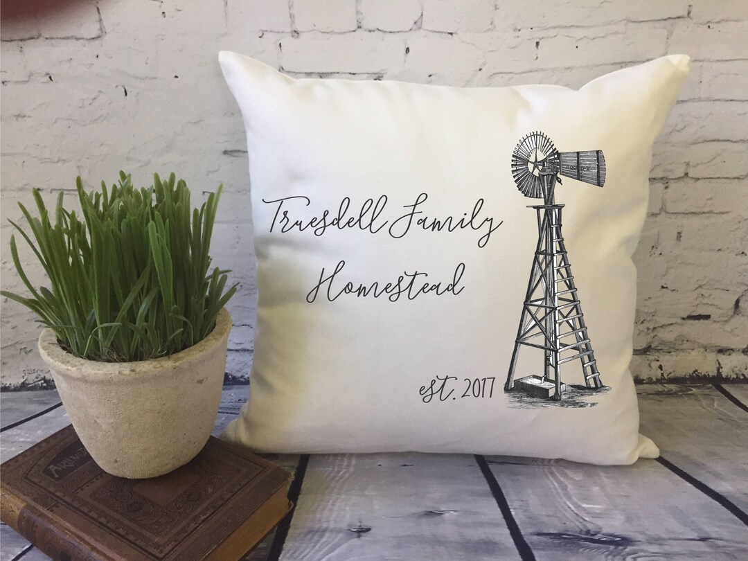 Windmill Throw Pillow Cover, Farmhouse Pillow, Family Homestead ...