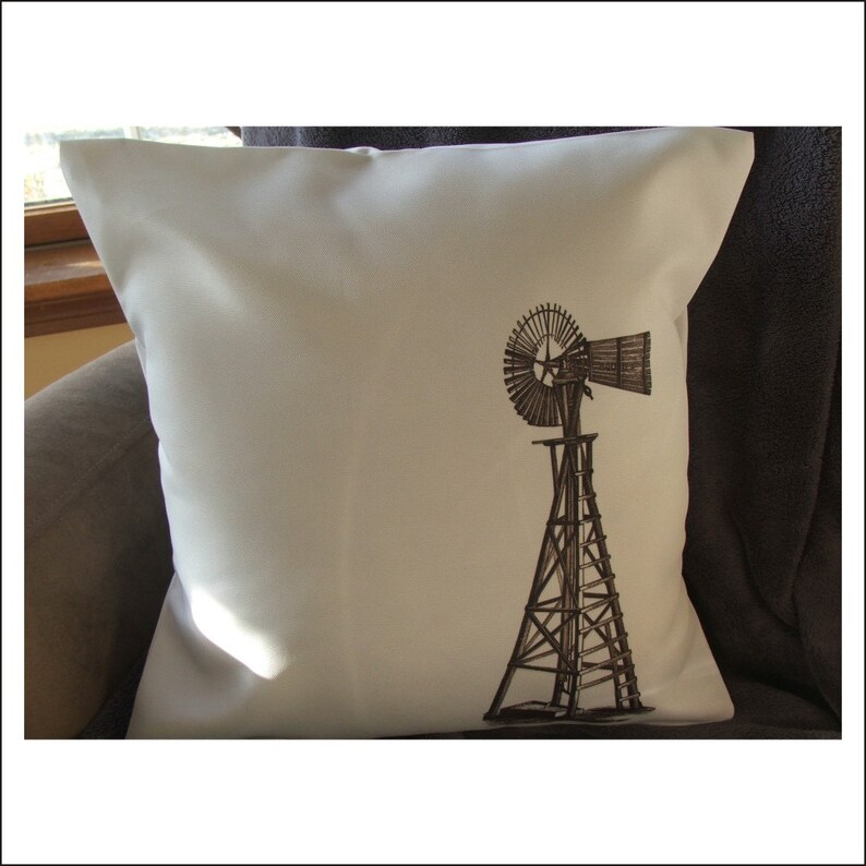 Windmill Throw Pillow Cover Farmhouse Pillow Family - Etsy