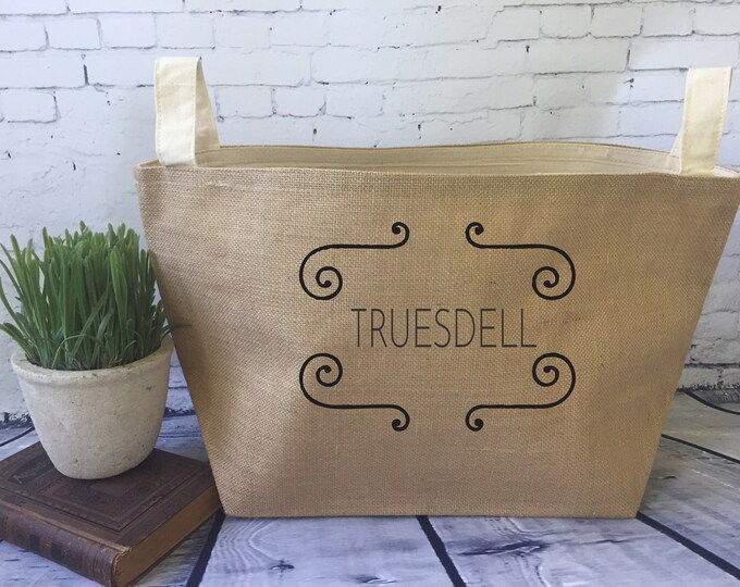 Personalized Burlap Storage Container Burlap Bin Reusable | Etsy