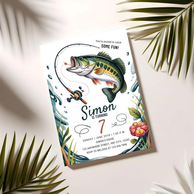 Editable Fishing Birthday Invitation Canva Template for Boys Reel in ...