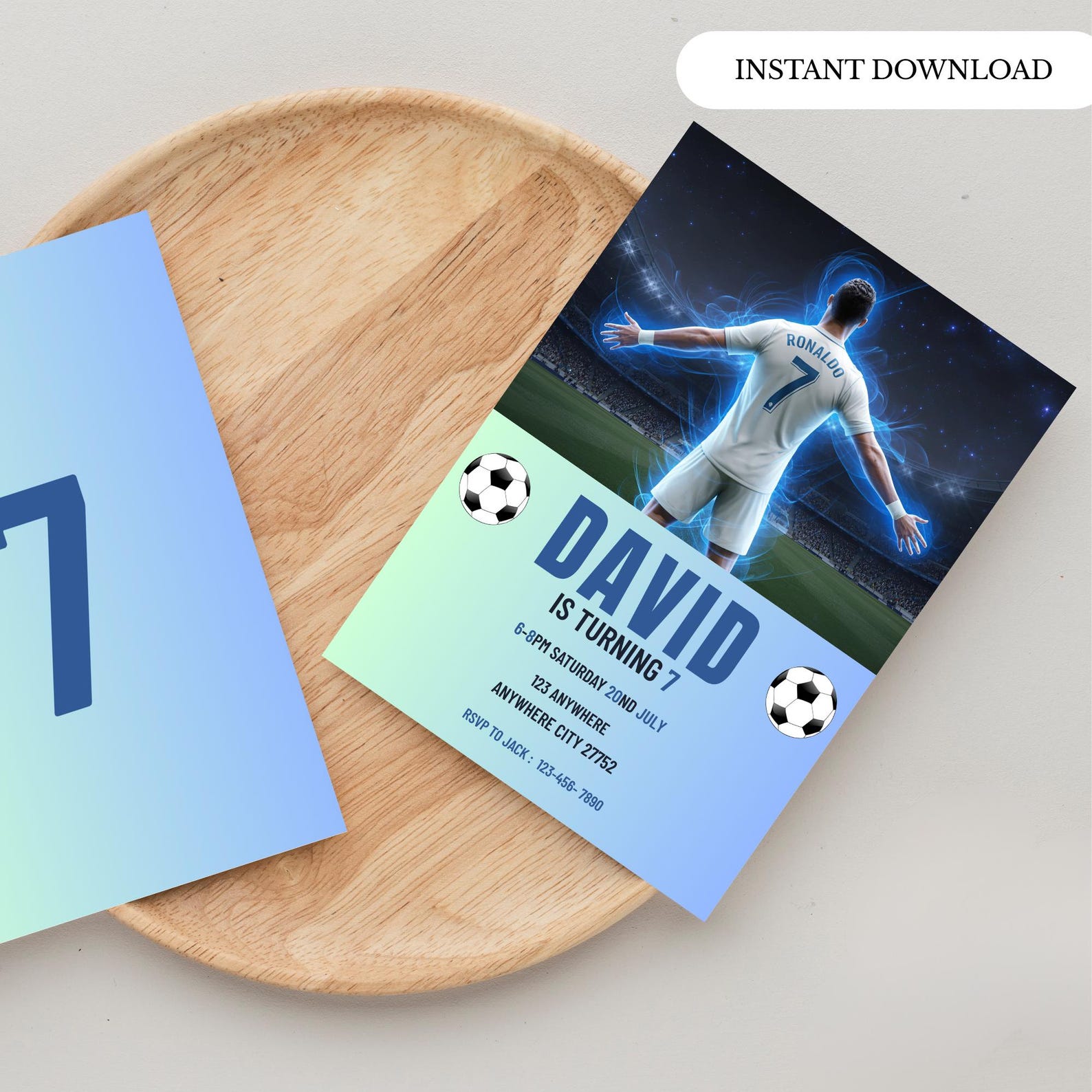 Editable CR7 Ronaldo Birthday Invitation Canva Template Soccer Party ...