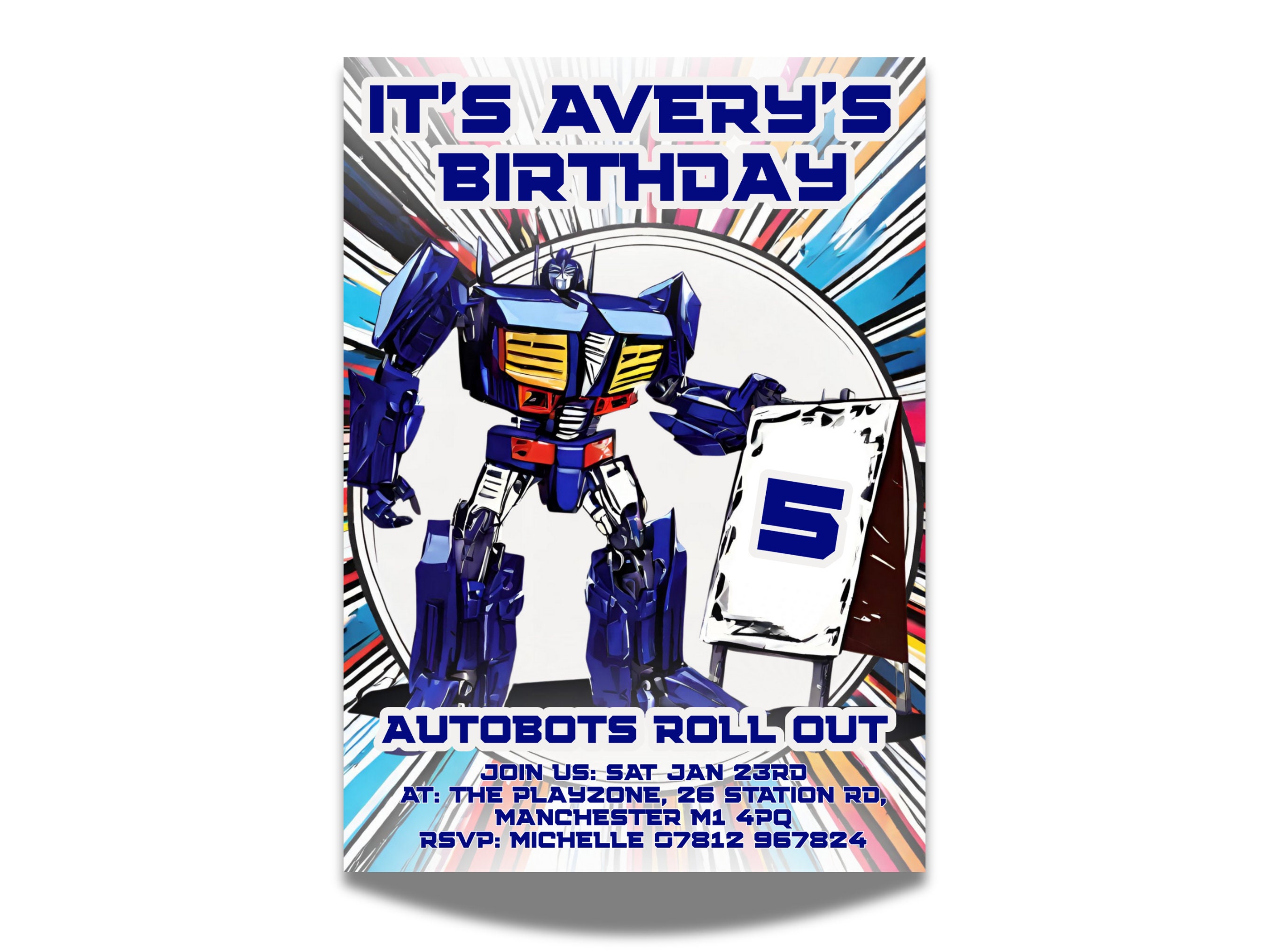 Transformer Birthday Party Invitation Template Transformers Self Edit ...