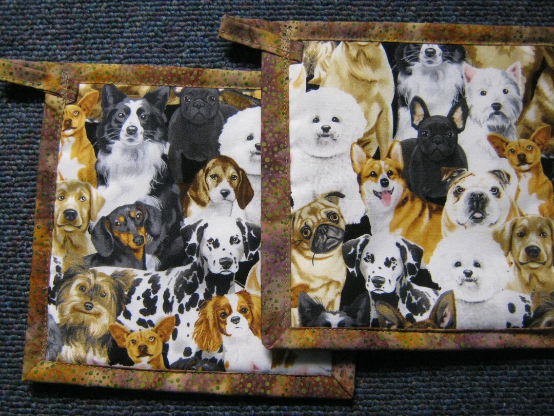 Dog Potholders, Cotton Potholders, Home and Living, Kitchen Decor, Dog ...