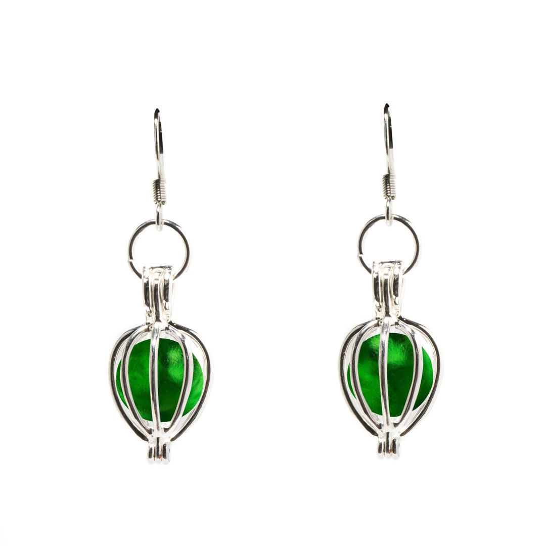 Recycled Vintage Emerald Beer Bottle Silver Drop Earrings - Etsy