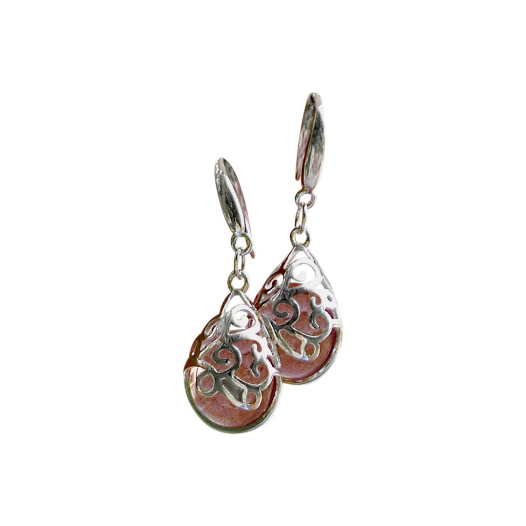 Recycled Antique Pink Depression Glass And Sterling Silver Etsy