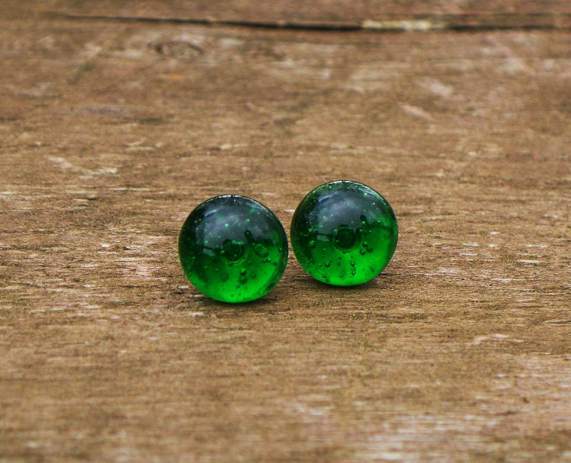 Vintage Emerald Beer Bottle Simple Post Earring - Etsy