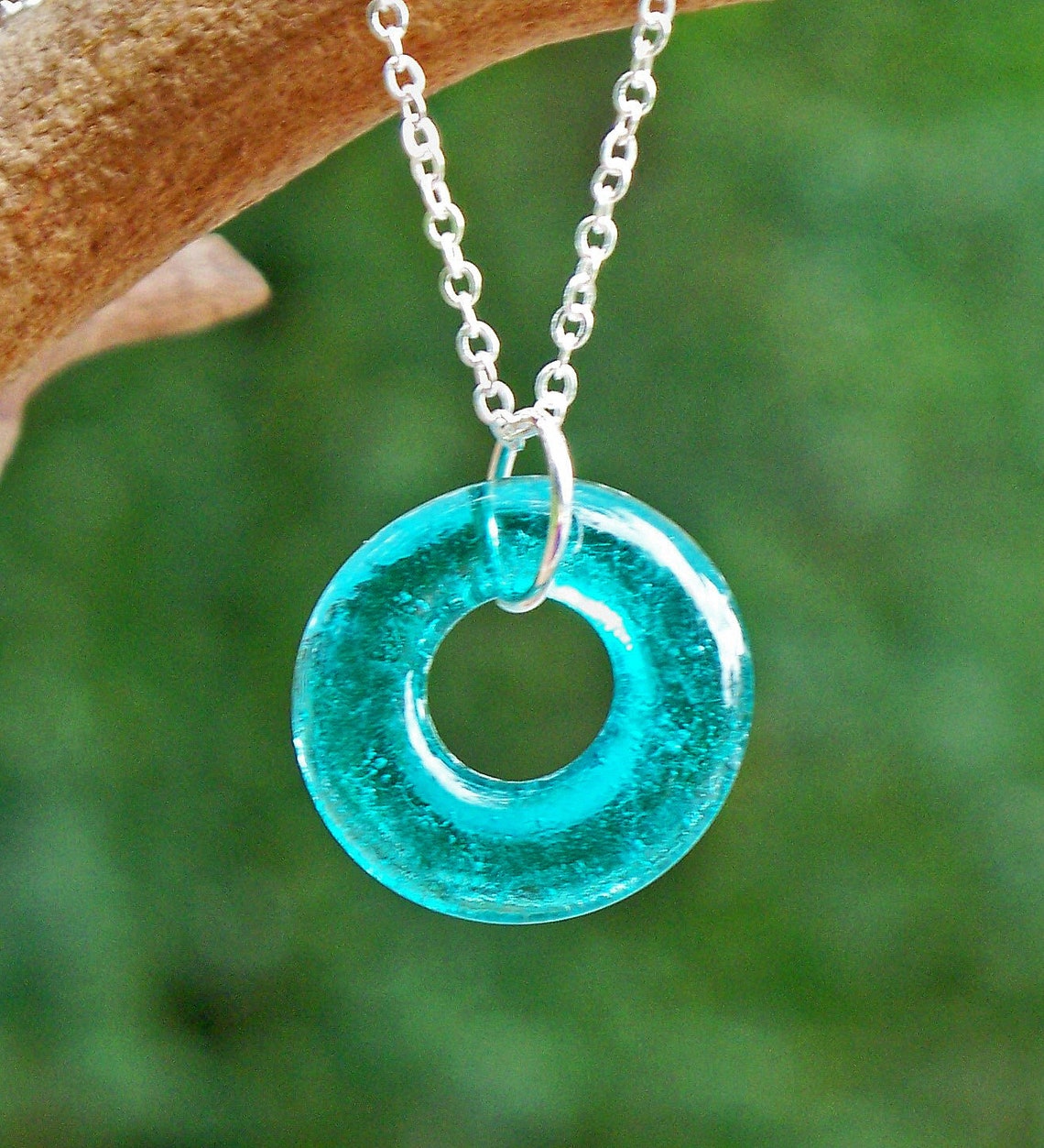 Recycled Vintage Blue Mason Jar Glass Hoop Necklace - Etsy