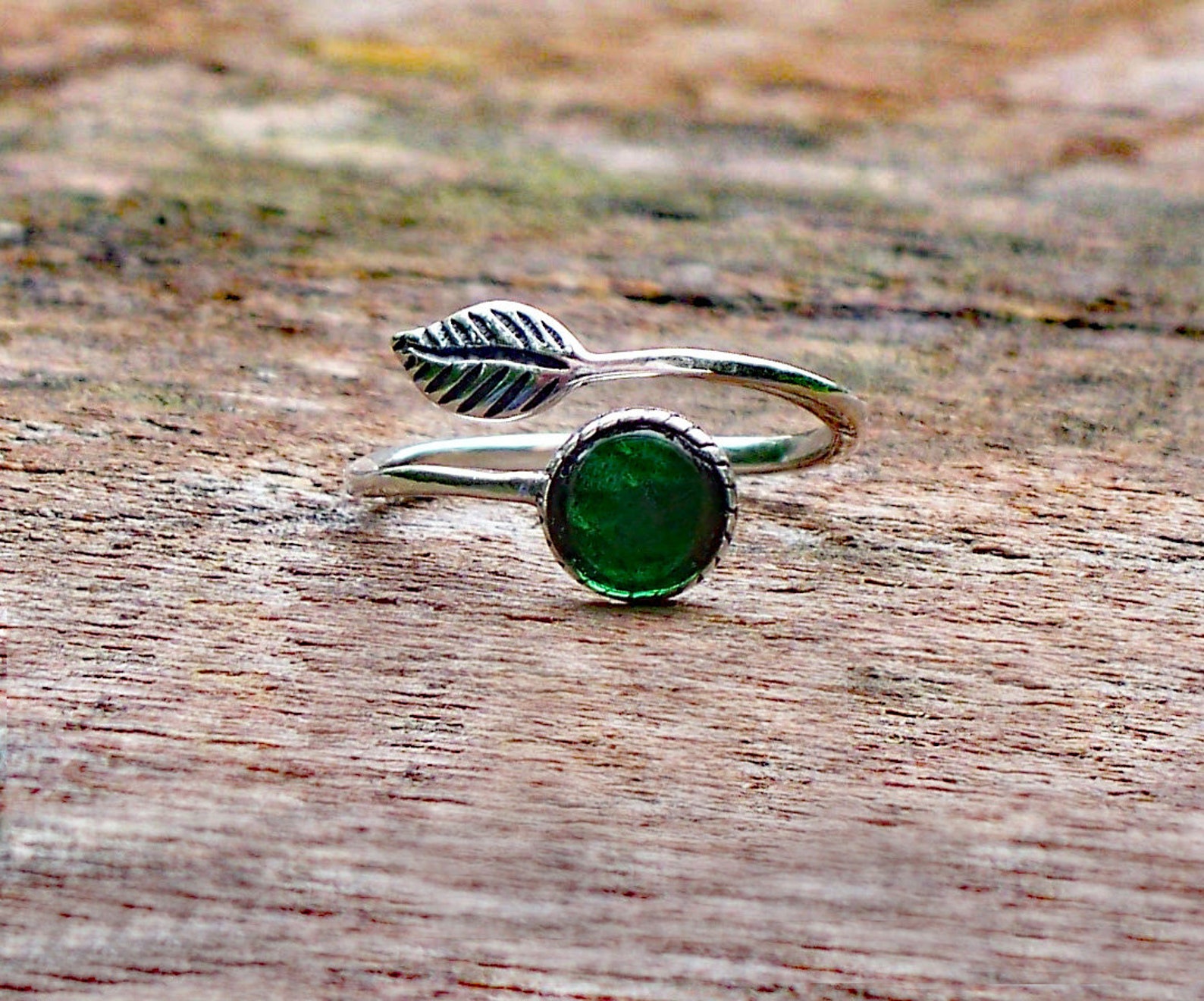 Recycled Vintage Emerald 1960's Beer Bottle Sterling Silver Botanical ...
