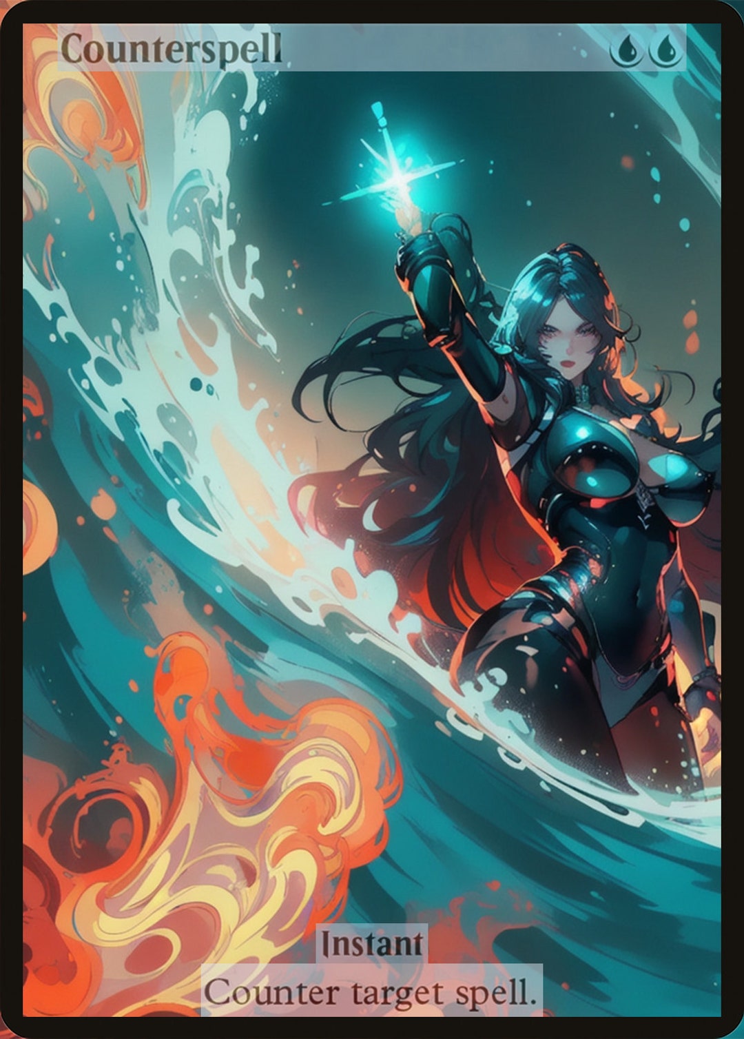 Counterspell MTG Proxy Anime Waifu Paper Printouts Glued to Land Card ...