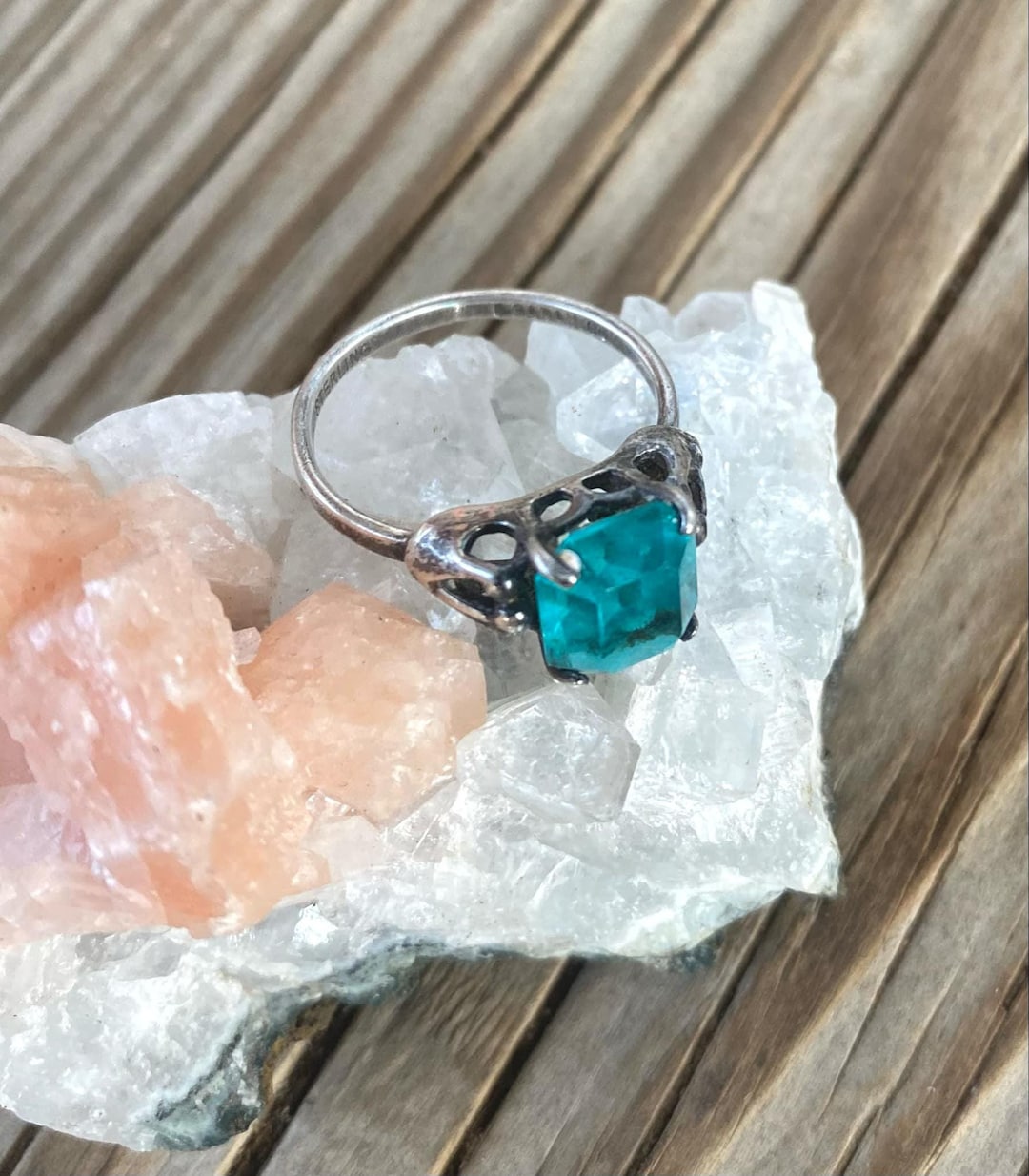 Sarah Coventry Sterling Silver Ring, Green Sterling Ring, Sarah Cov ...