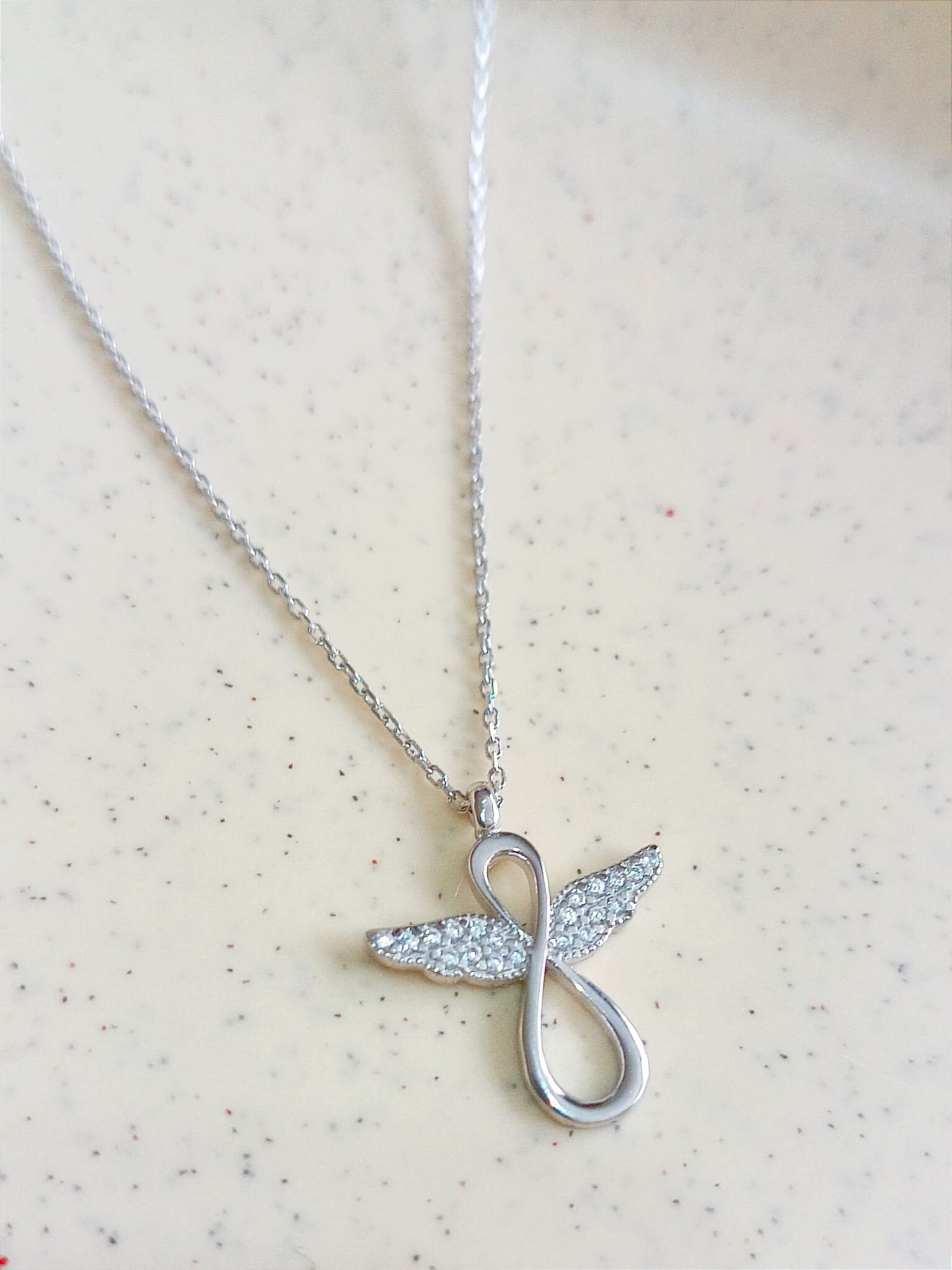 Angel Infinity Necklace-sterling Silver Angel Necklace-minimal Dainty ...