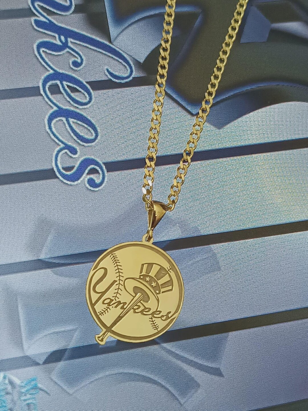 Sterling Silver New York Yankees Necklace-fan Necklace-sports Necklace ...