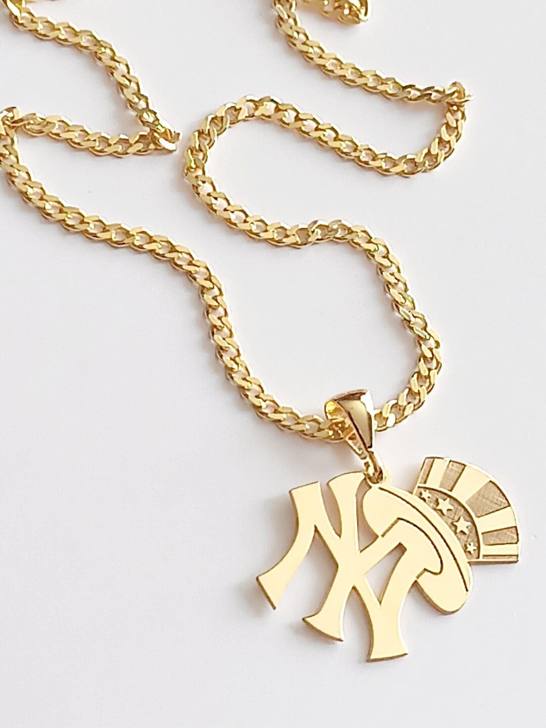 Sterling Silver New York Necklace-newyork Pendant-yankees Necklace ...