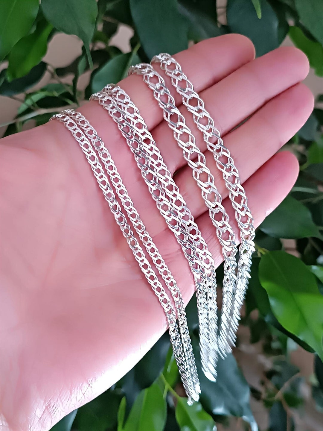 Sterling Silver Rambo Chain-double Link Chain-trend Silver Chain-silver ...