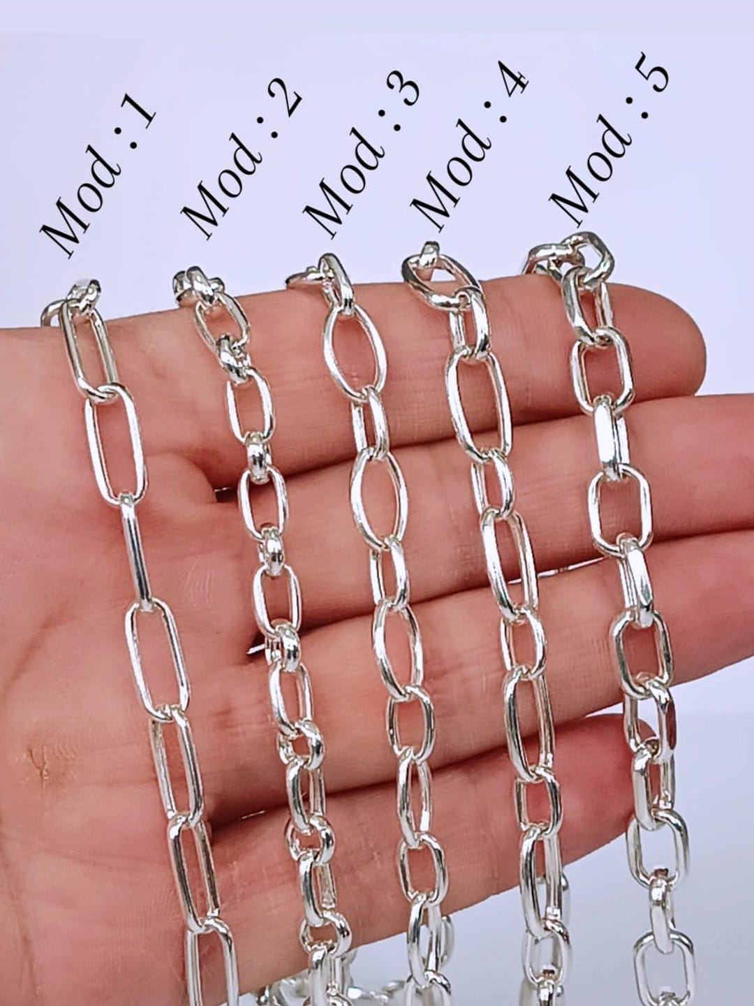 Sterling Silver Layered Link Chain Necklace : Unisex Handmade Unique ...