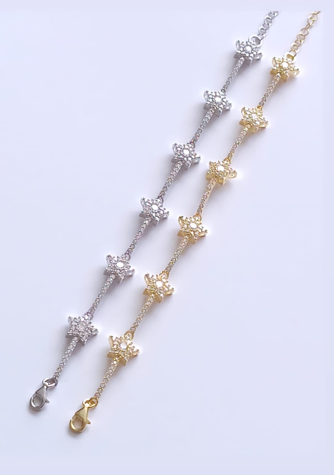 Sterling Silver Zircon Star Bracelet-star Bracelet-stone Bracelet-gift ...