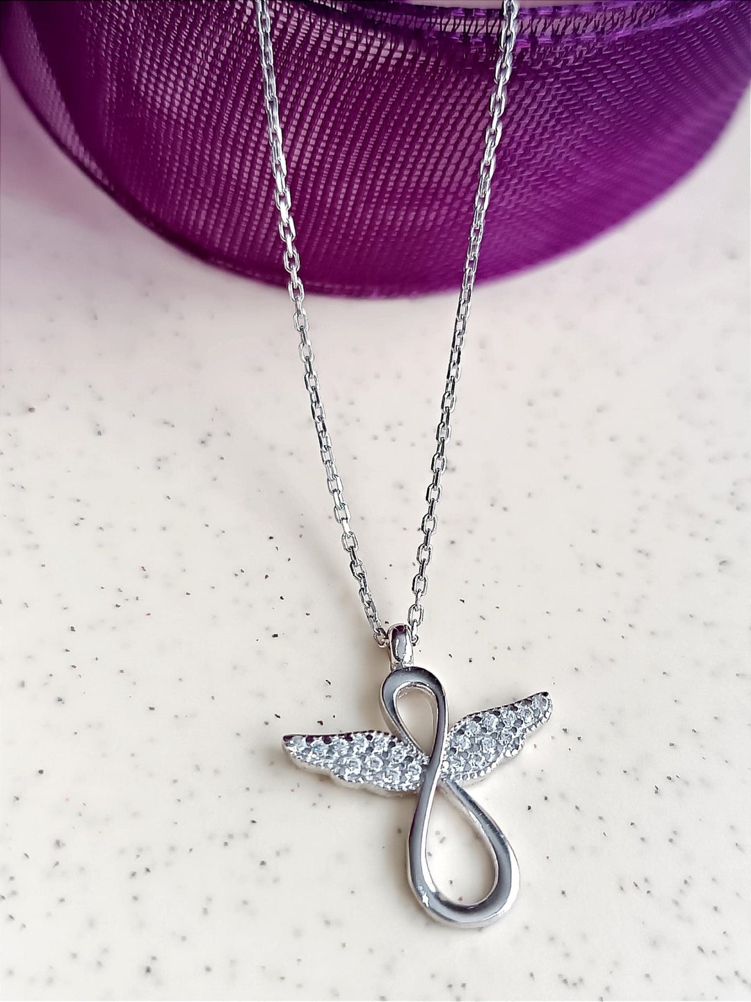 Angel Infinity Necklace-sterling Silver Angel Necklace-minimal Dainty ...