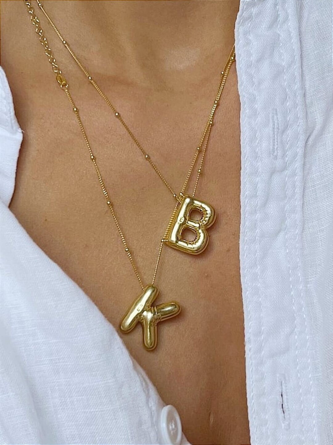 Sterling Silver Personalized Balloon Letter Pendant-dainty Letter ...