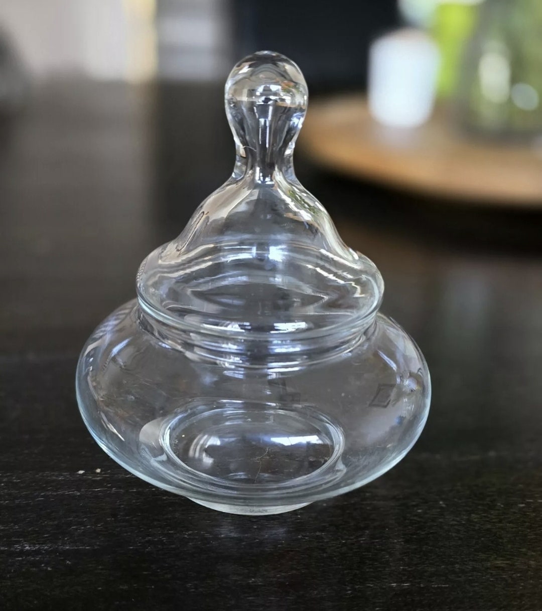 Vintage Apothecary Jar & Lid Clear Glass, Italy, Vanity, Candy, Cottage ...