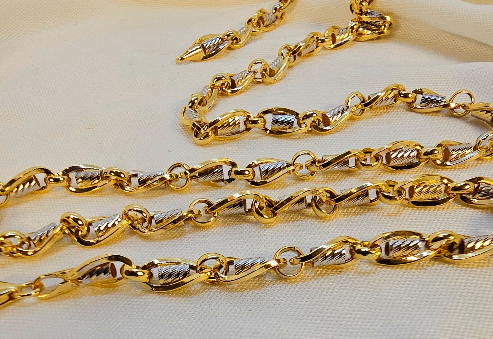 18k Real Gold Cable Link Chain, Real Gold Chain, Cable Gold Chain, 20 ...