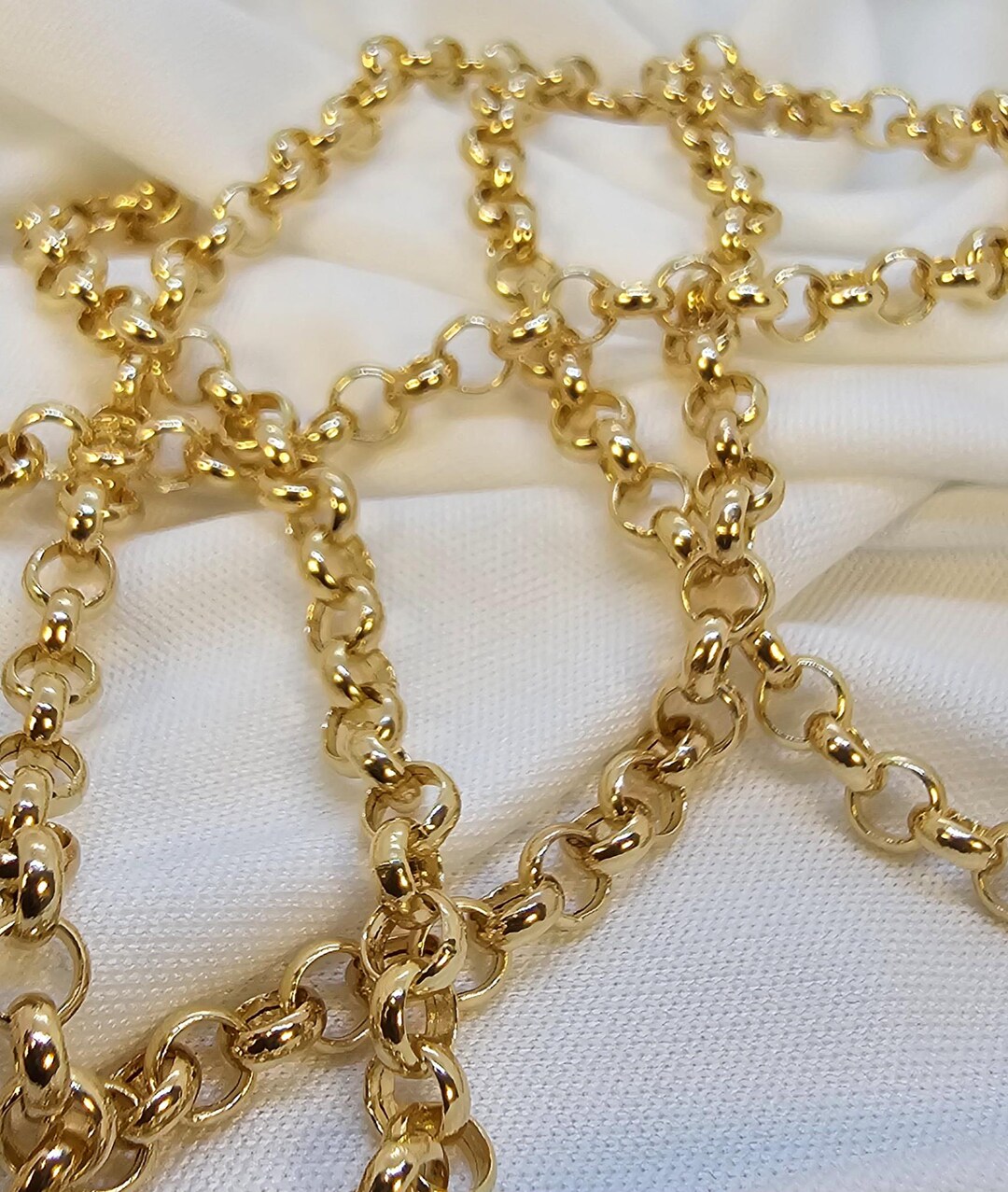 18k Real Solid Gold Rolo Chain, 5mm Thickness, ,18k Gold Rolo Chain ...