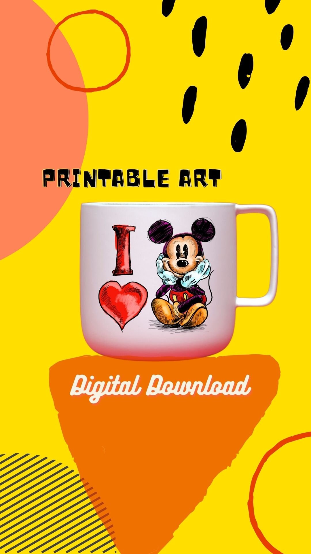 Mckey Mouse Love PNG, Dsney Digital Download, Image Cut Files, Printable Wall Art, Tshirt Design ...