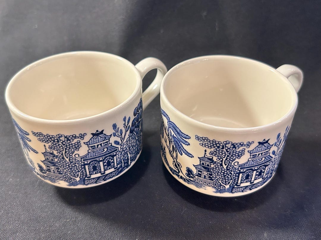 Churchill England Gregorian Blue Willow Tea Coffee Cups- Set of 2 - Etsy
