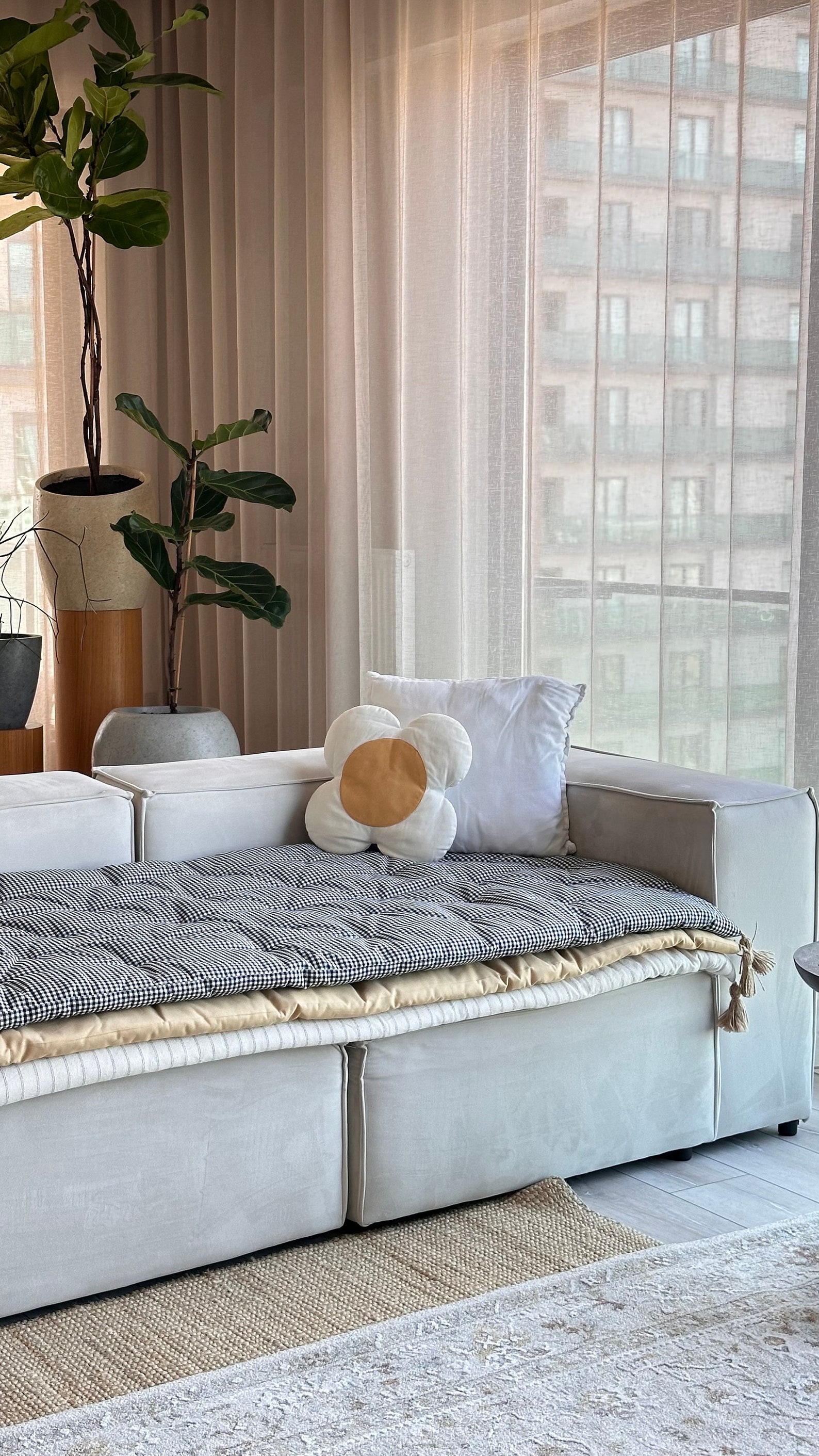 Linen Sofa Topper Couch Cover Pet Friendly Custom Size Handmade Couch ...