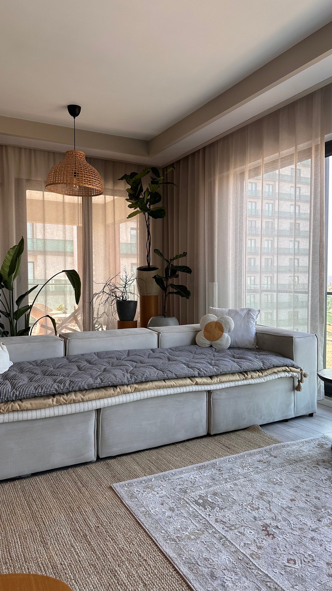 Linen Sofa Topper Couch Cover Pet Friendly Custom Size Handmade Couch ...