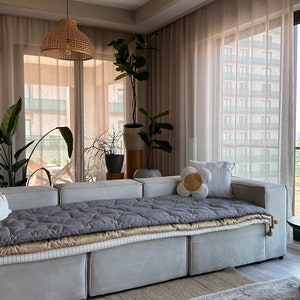 Linen Sofa Topper Couch Cover Pet Friendly Custom Size Handmade Couch ...