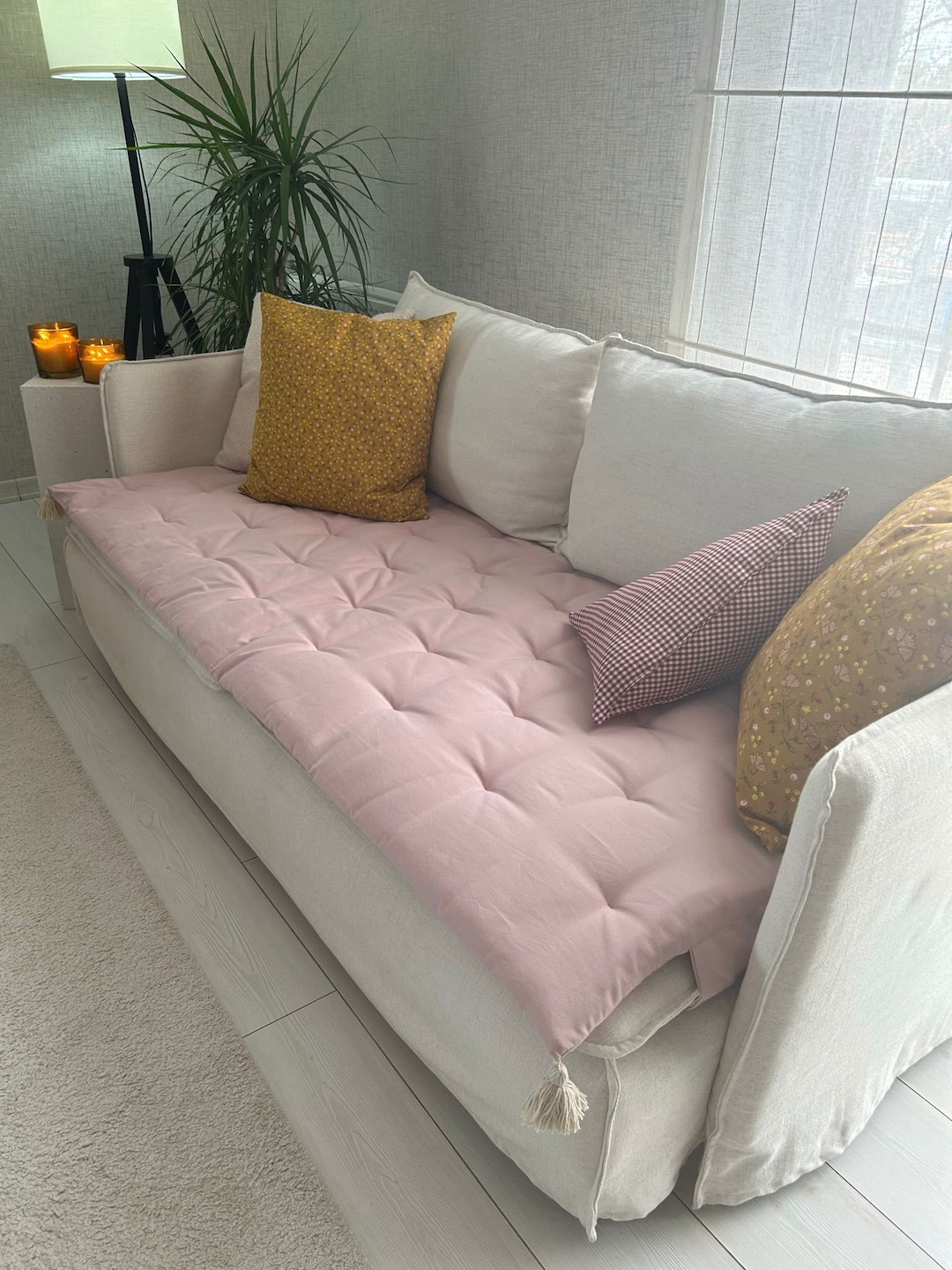 Linen Sofa Topper, Couch Cover, Washable, Dogs and Cats, Custom Size ...