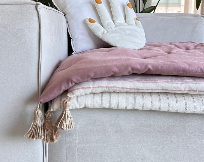 Linen Sofa Topper Couch Cover Pet Friendly Custom Size Handmade Couch ...