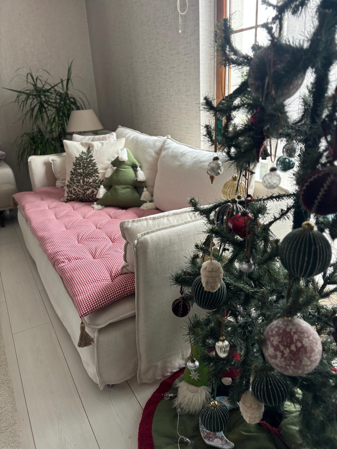 Linen Christmas Sofa Topper Couch Cover Gift Idea Topper Handmade Couch ...