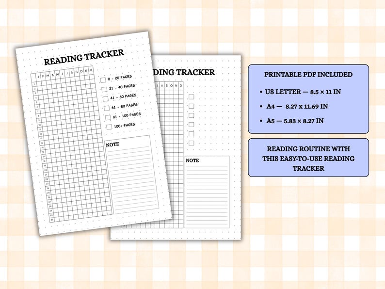 Reading Tracker Printable, Book Log, Journal, Habit Tracker (digital ...