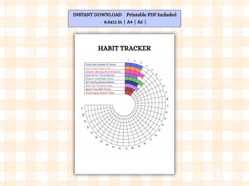 Circular Habit Tracker, Daily Routine Planner (digital Download) - Etsy