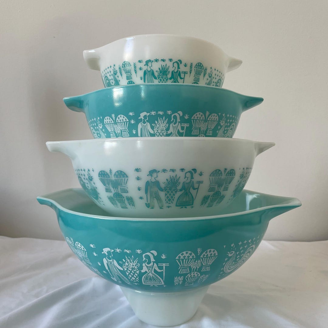 PYREX Blue Amish Butterpint Cinderella Mixing Bowls Full Set - Etsy
