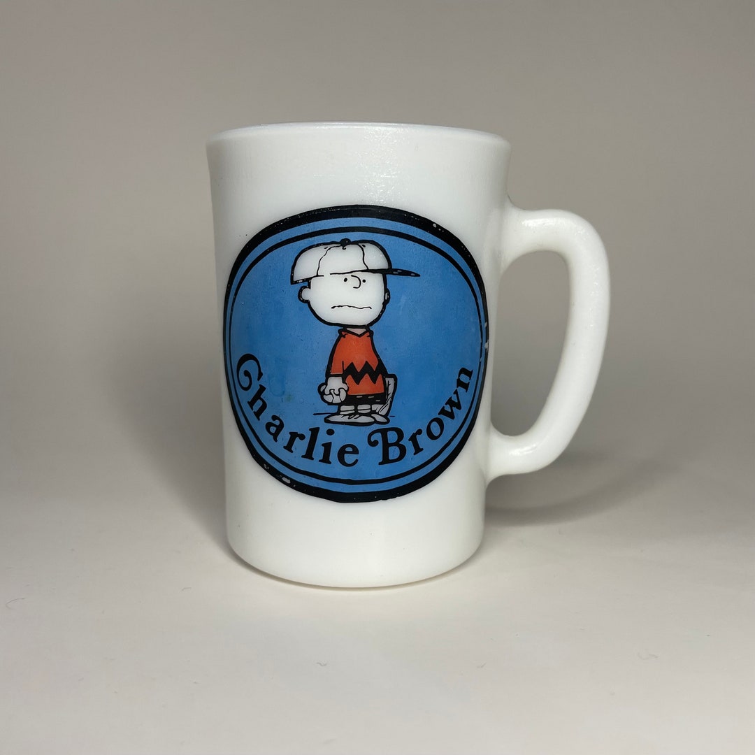 Vintage Milk Glass Charlie Brown Mug - Etsy