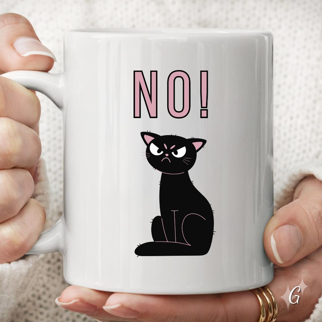 Funny Cat Mug, Grumpy "no!" Quote Coffee Cup - Etsy