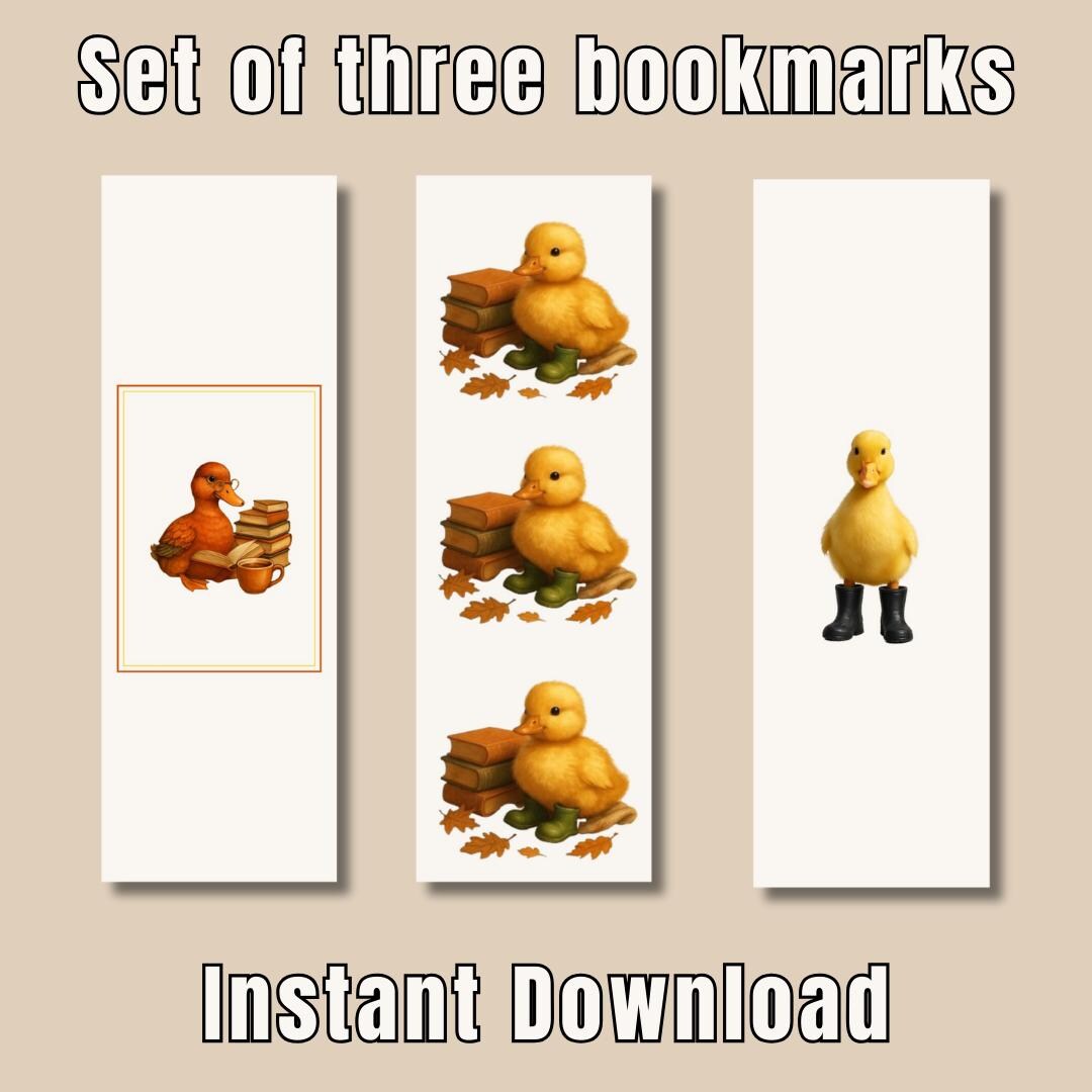 Printable Duck Bookmarks | PDF Download | Bookmark Set for Readers. - Etsy
