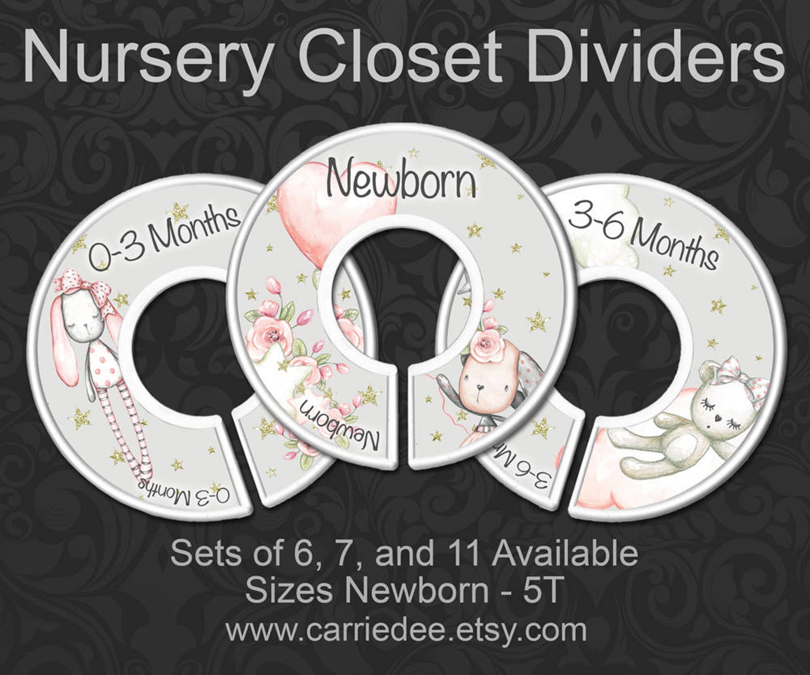 Sweet Dreams Bunny Nursery Closet Dividers Sleepy Rabbit Baby | Etsy