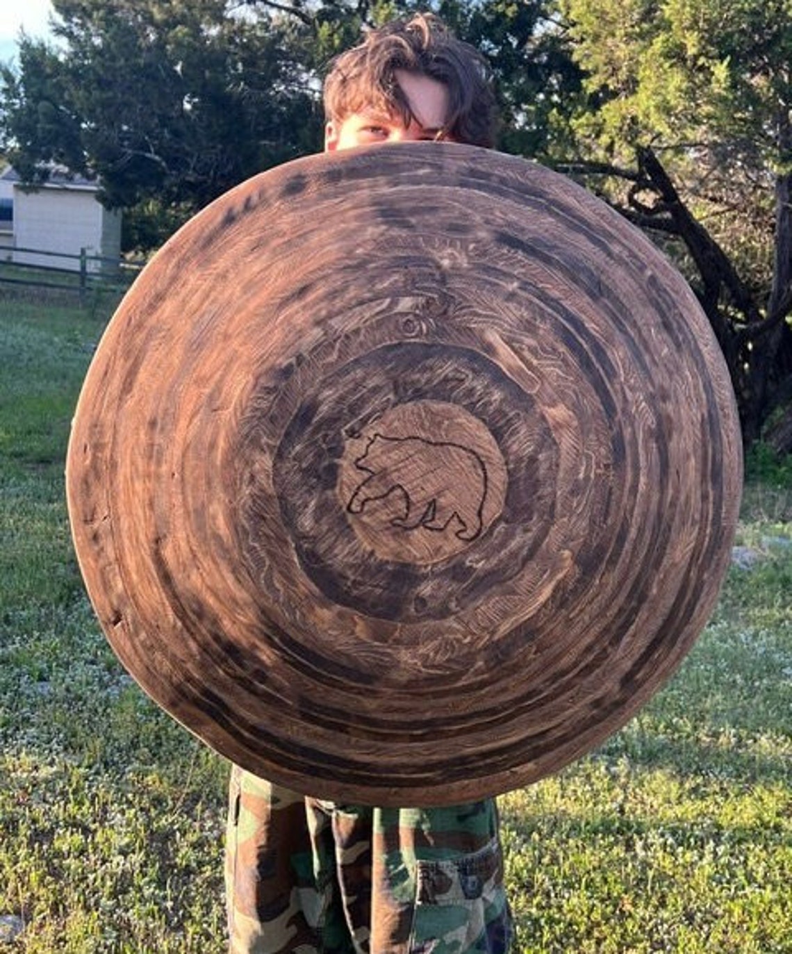 Handcrafted Wooden Round Shield - Etsy